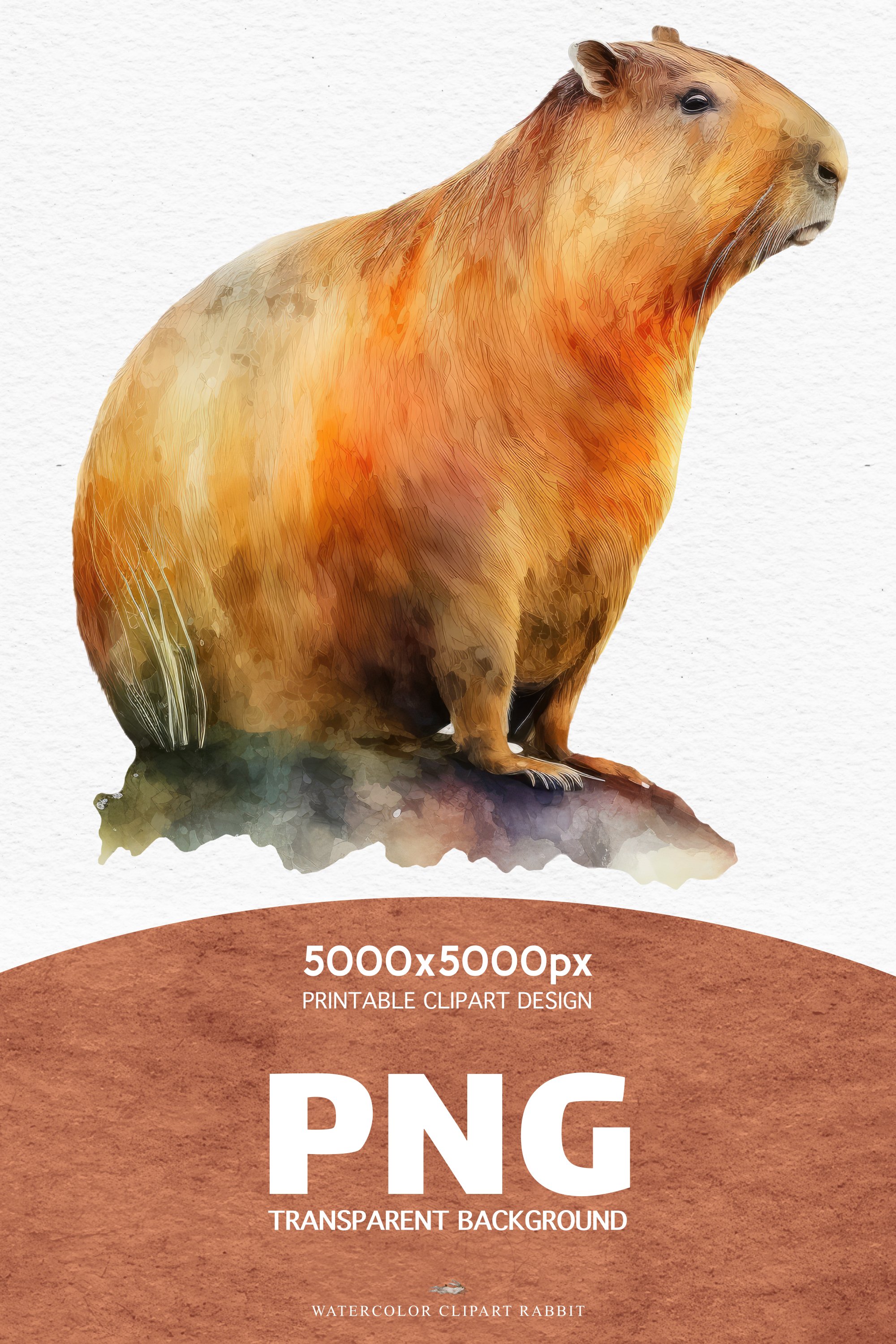 Watercolor Capybara Forest Animals Clipart PNG Illustration