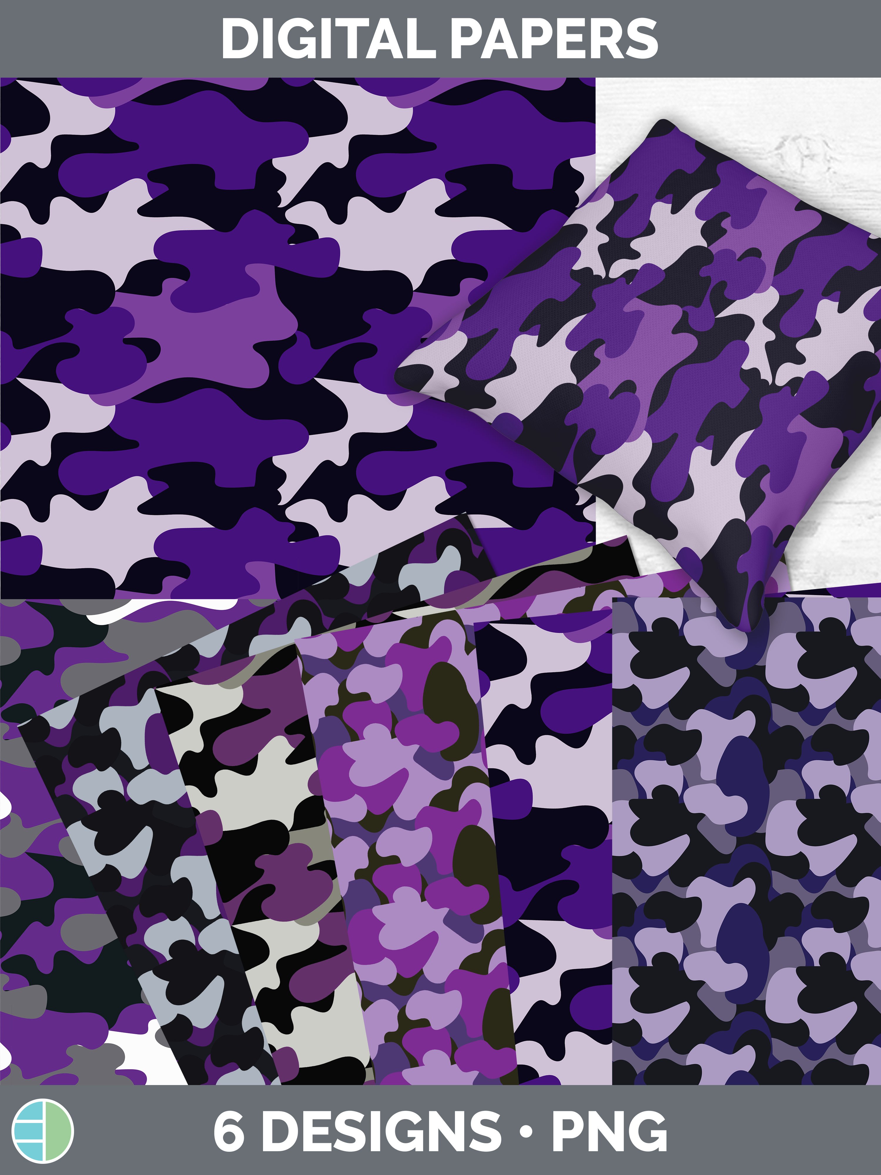 Purple Camo Backgrounds | Digital Scrapbook Papers