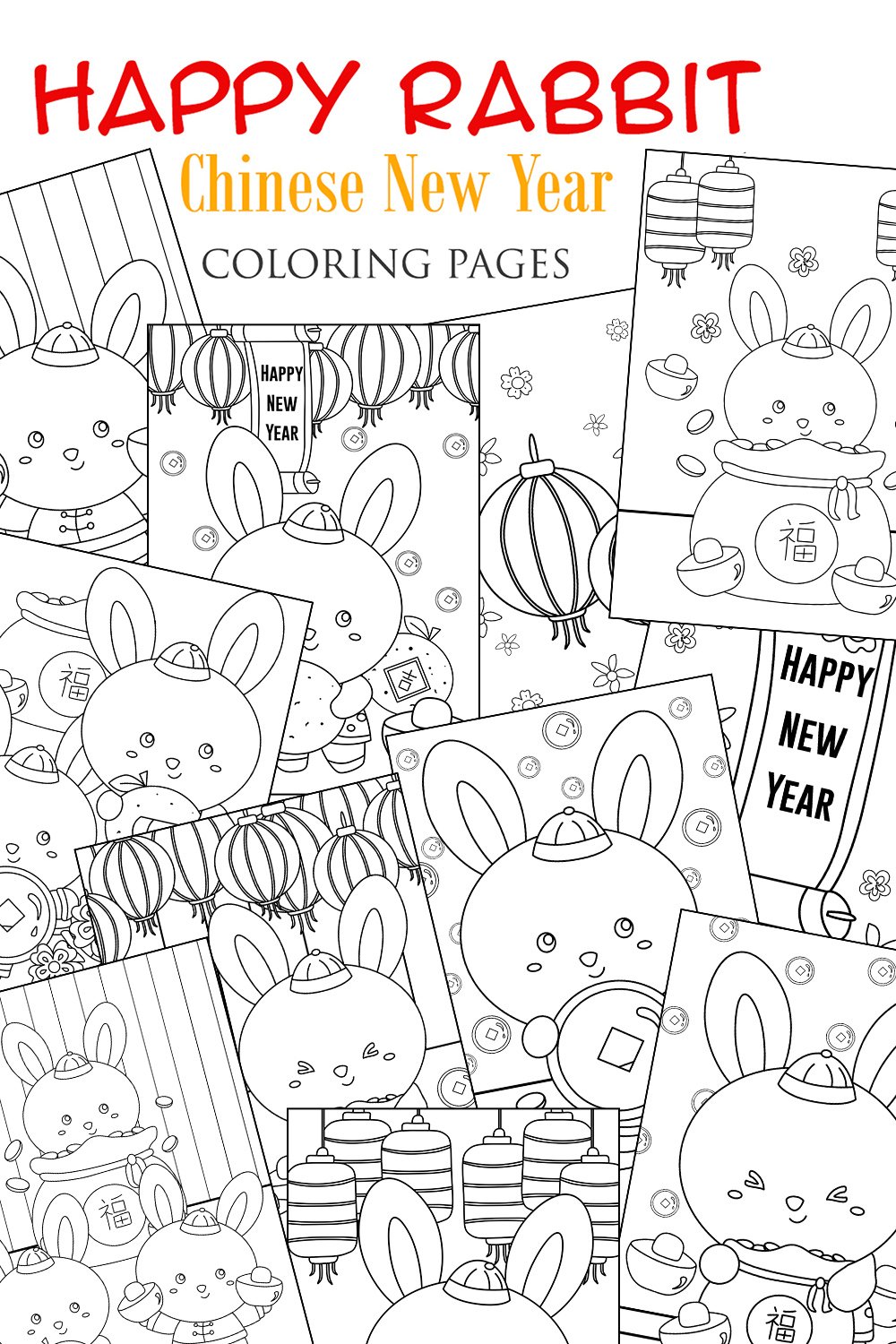 Happy Chinese New Year 2023 Rabbit Coloring Kids and Adult