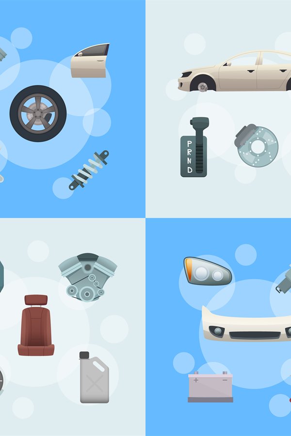 Vector car parts infographic concept illustration of set