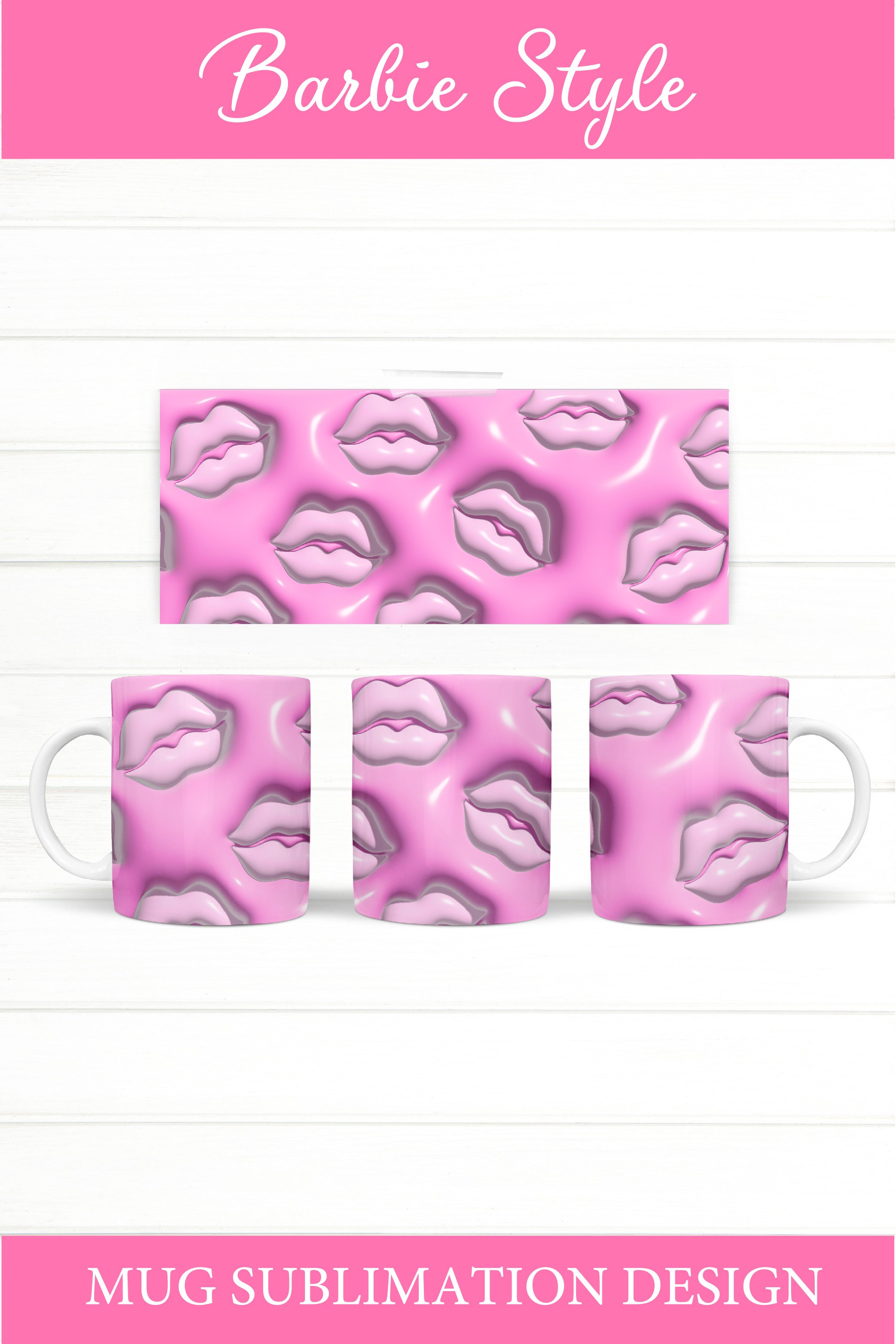 3D Inflated Mug Sublimation. Lips Mug 15 OZ