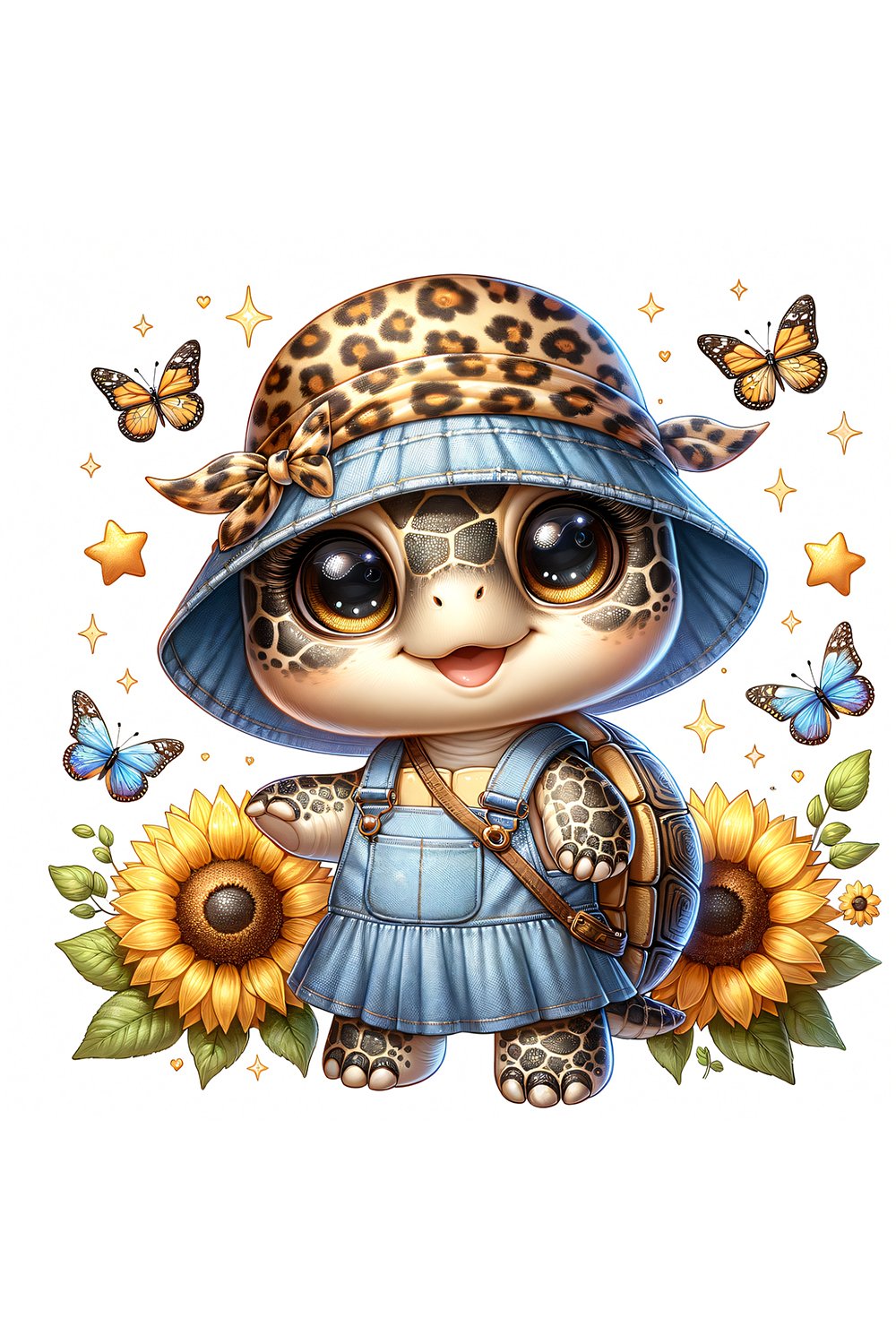 Cute Turtle with Sunflowers JPG File (3550417)