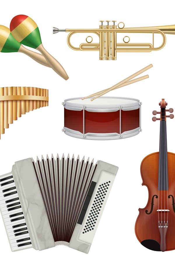 Music instruments. Audio items collection for pop or rock ja