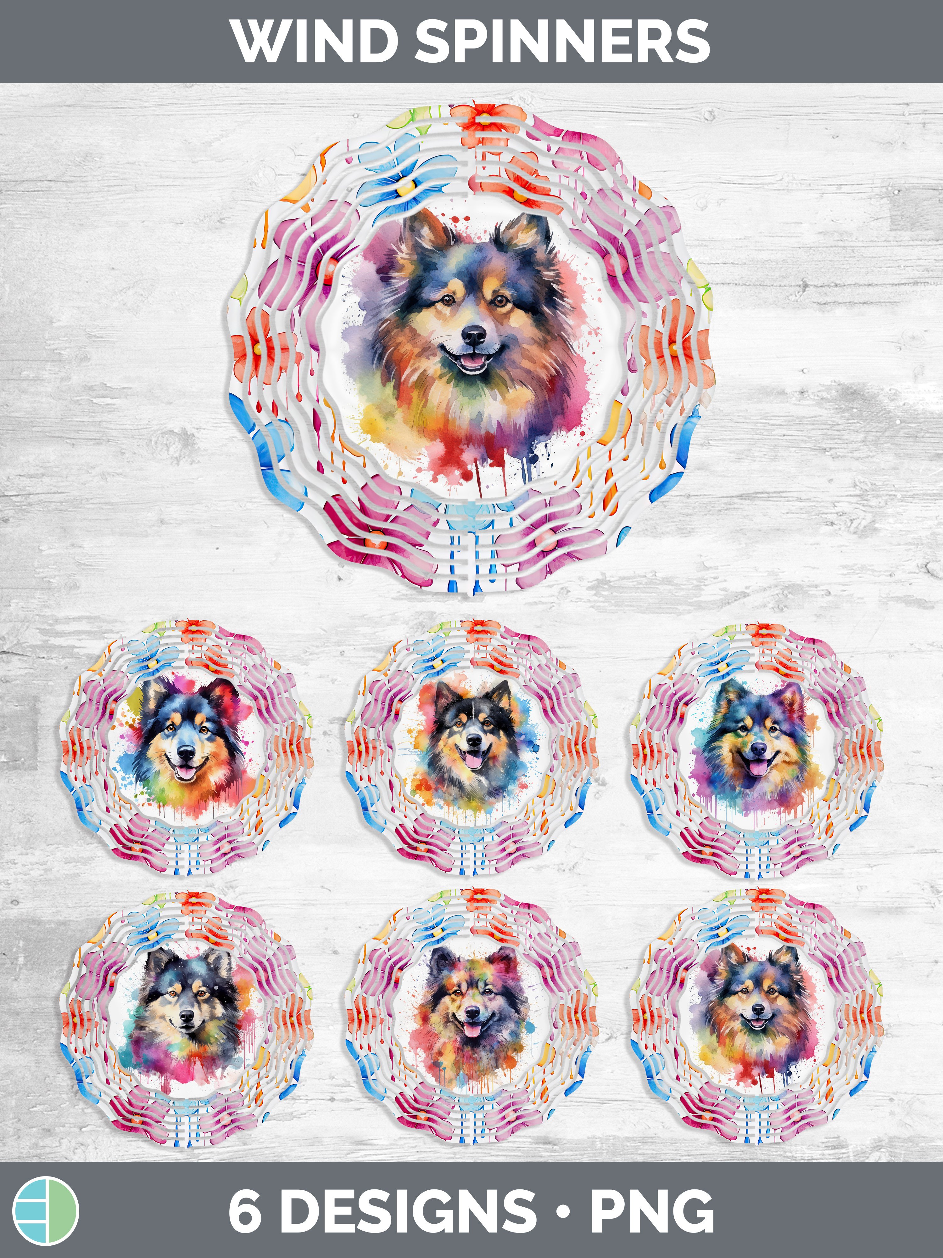 Splat Rainbow Finnish Lapphund Dog Wind Spinner | Sublimatio