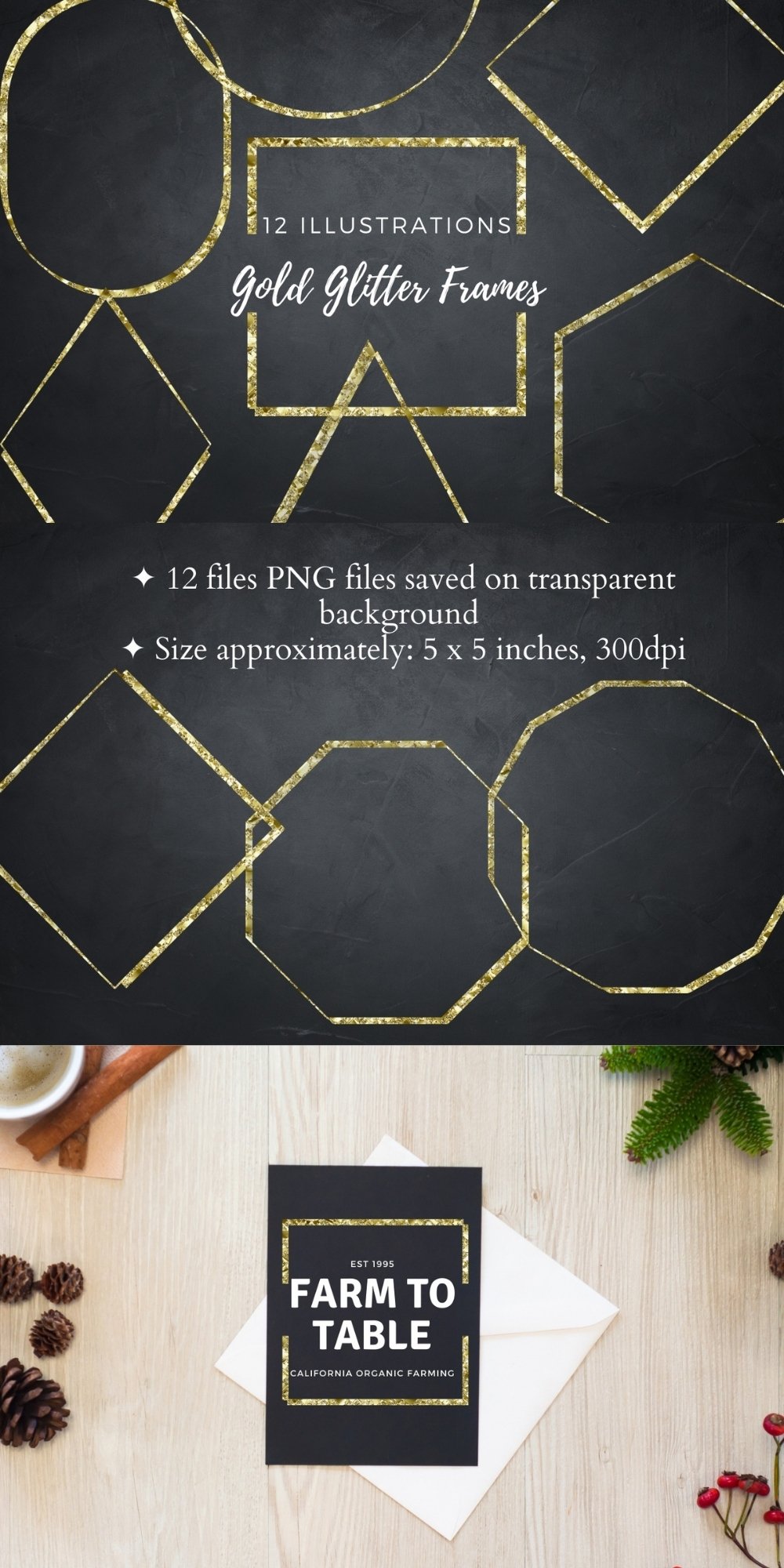 Gold Glitter Frames Collection (2505501)