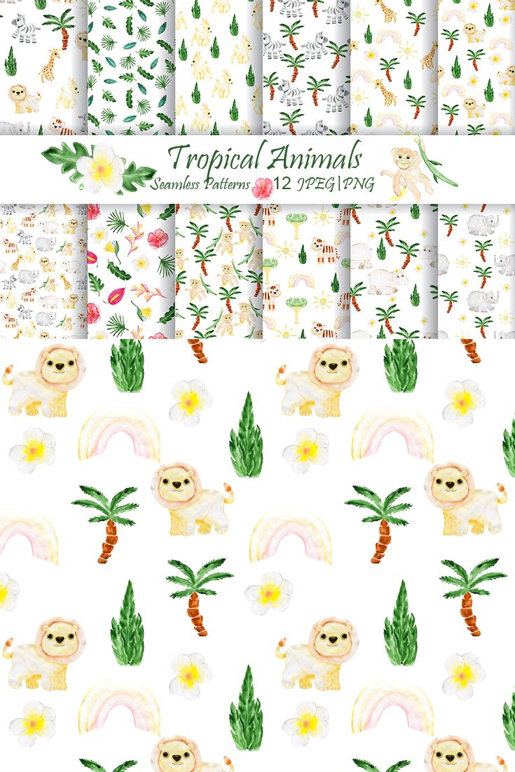 Safari animals patterns. Digital paper set. (1153725)
