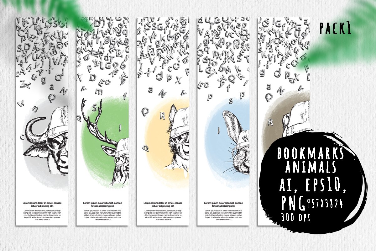 Bookmark bundle with animals. Pack 1