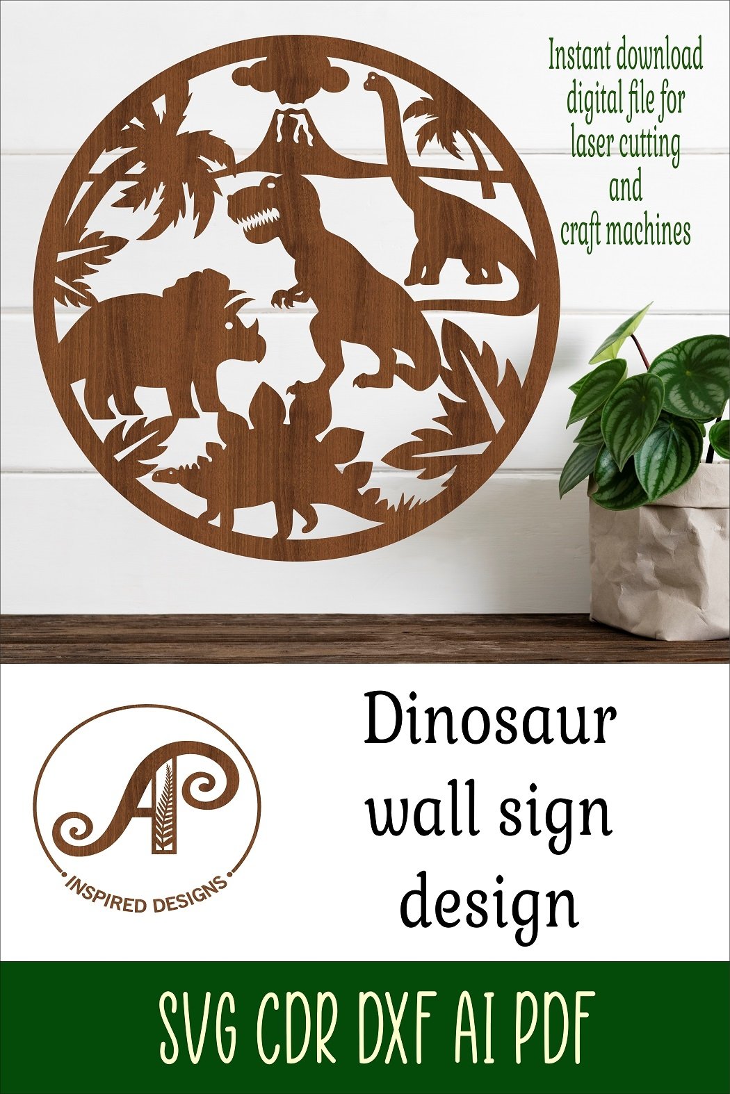 Dinosaur wall art sign, SVG file. vector file