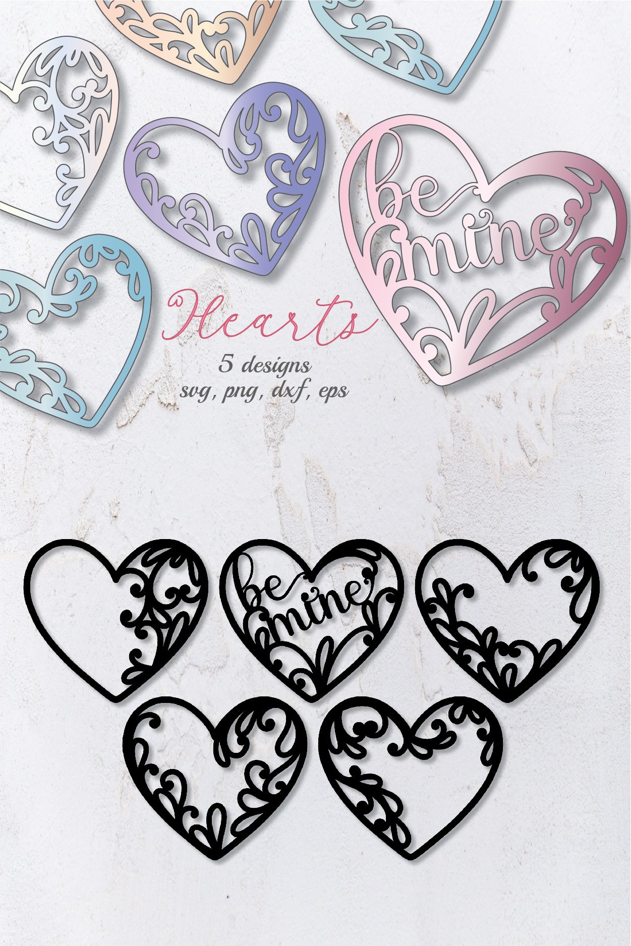 Valentine SVG Hearts Cutting files, PNG