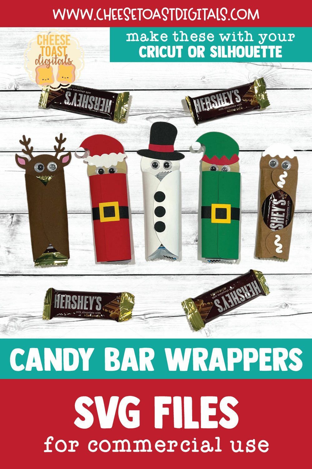 Christmas Candy Bar Wrappers | Paper Party Favors SVG