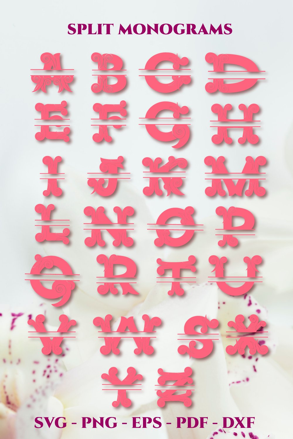 Split monogram font 26 monogram letters.