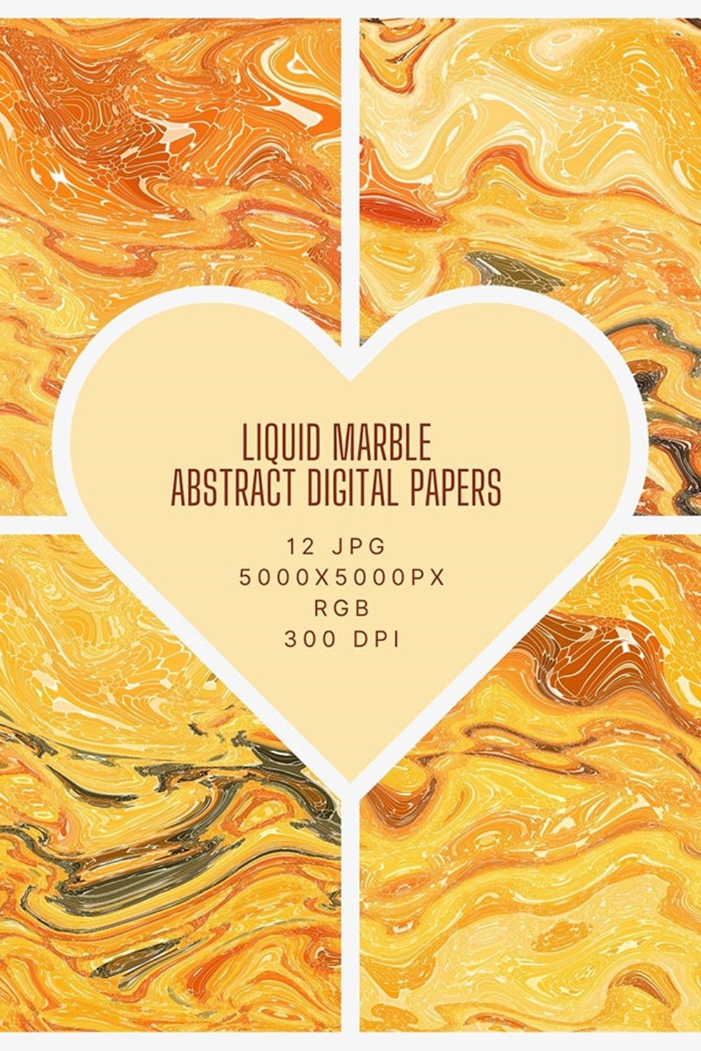 Summer Sun - Abstract Liquid Marble - Digital Papers