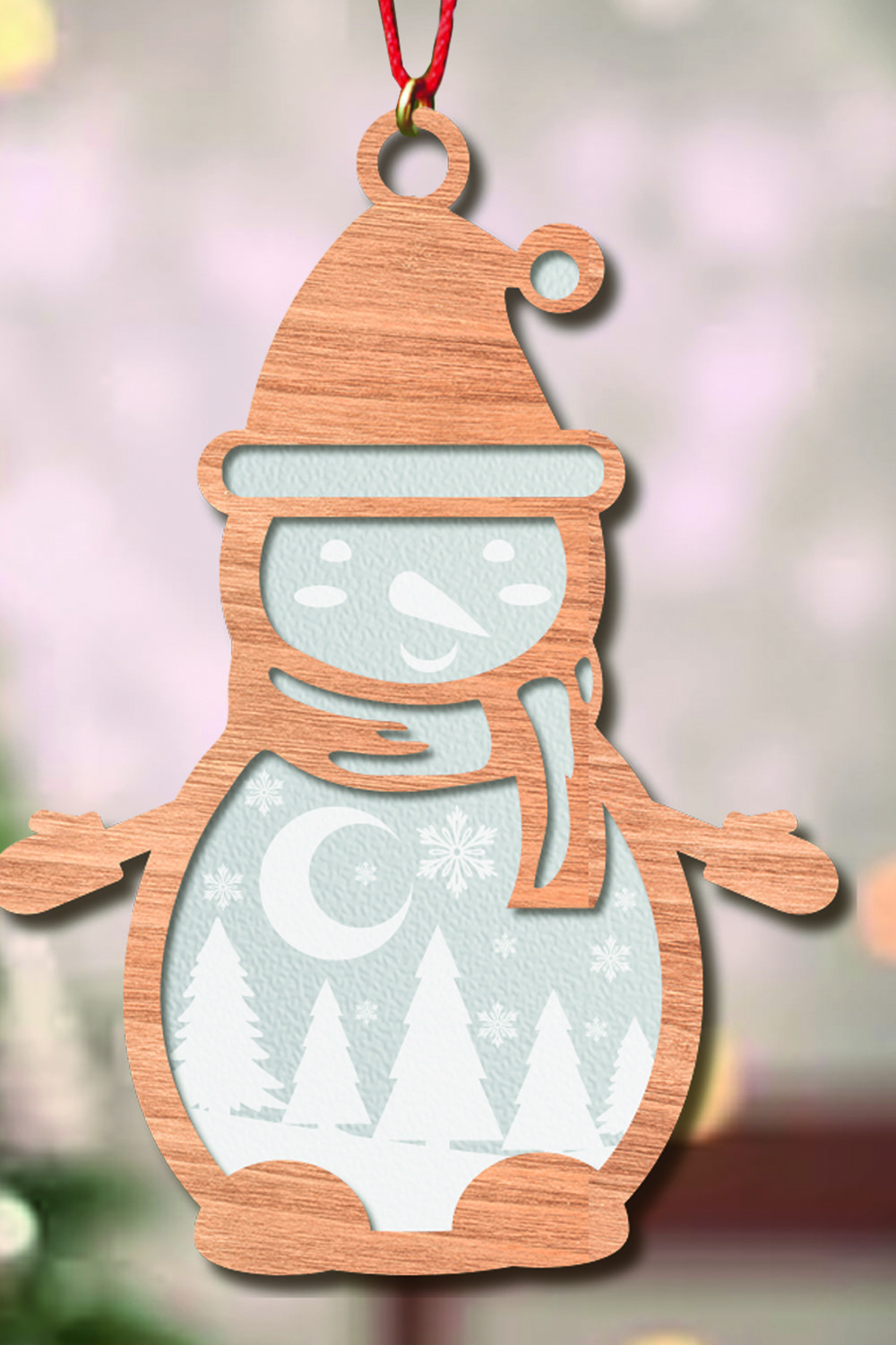 Christmas Snowman, Multilayer Decoration, Wood Cut Template