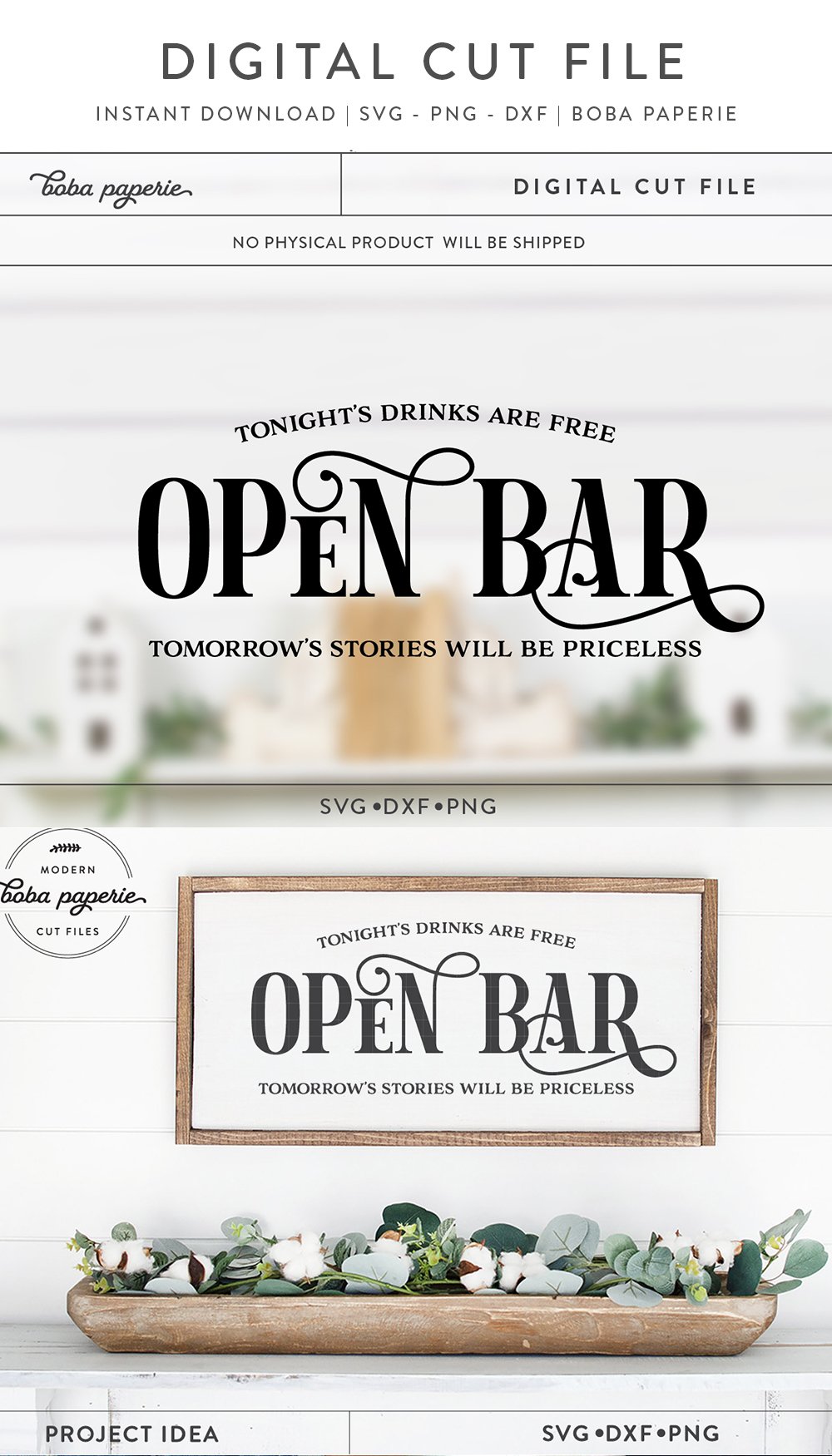 Open Bar Cut File | Wedding sign svg