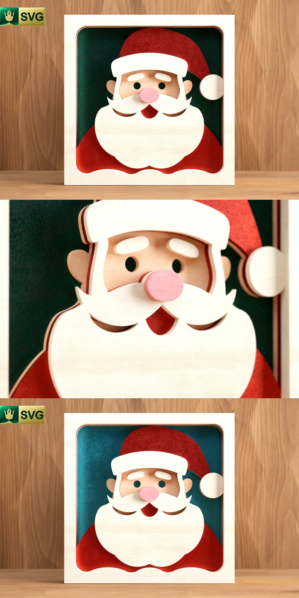 Santa Claus 3D Layered SVG | Multilayer Christmas Cut File