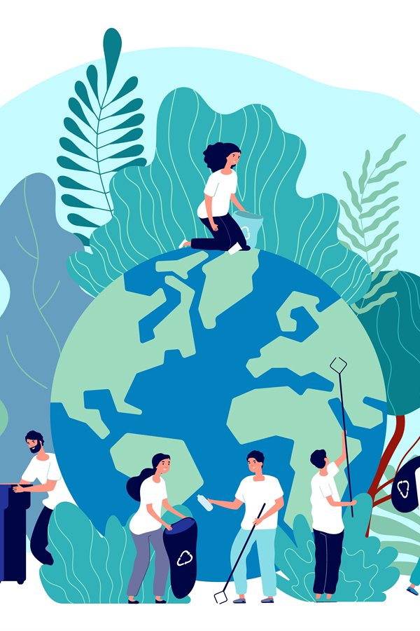 Take care of earth. Environmental protection, people saving