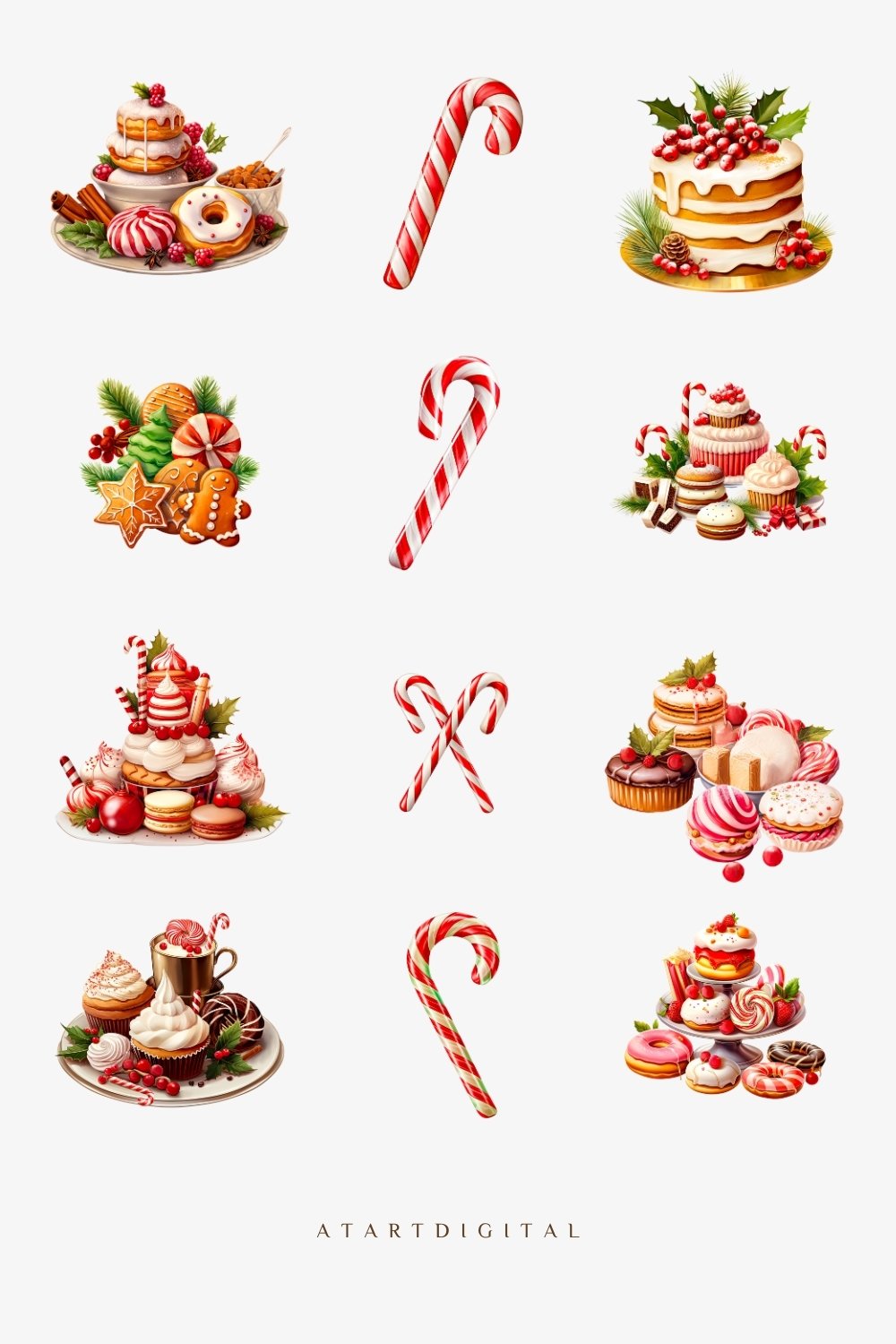 Christmas Sweets Png Clipart, Candy Cane PNG, Cupcake