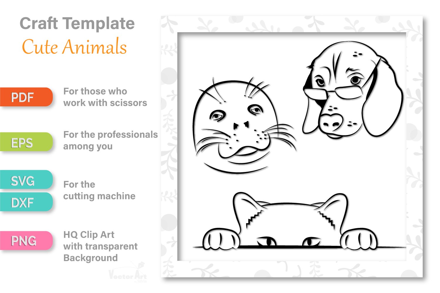 3 Cute Animal Faces - Cut File for Crafters