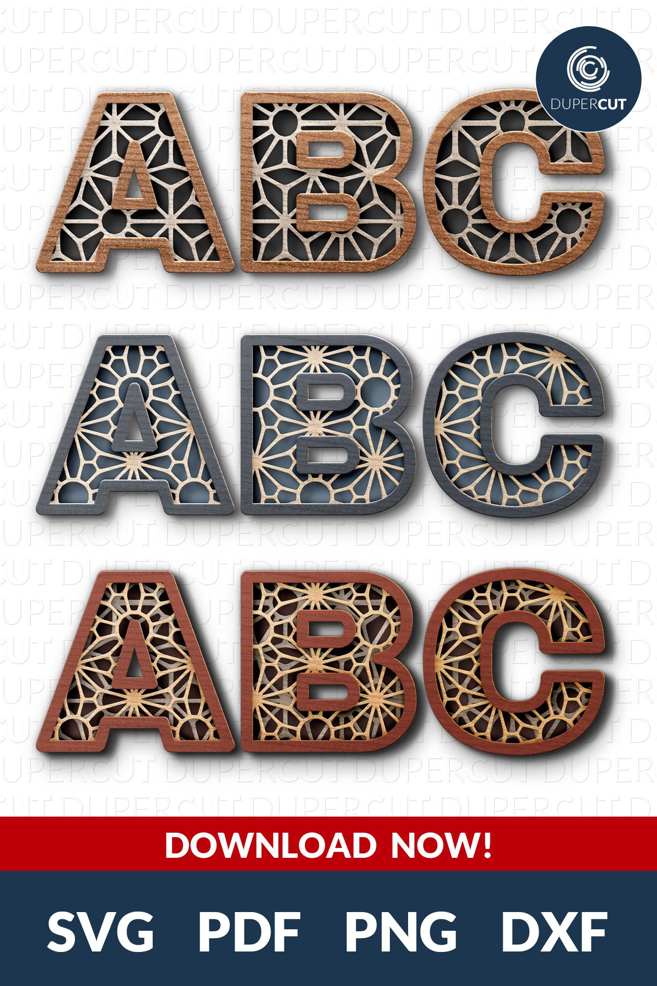 26 ALPHABET LETTERS - Layered - SVG / PDF / DXF (1335548)