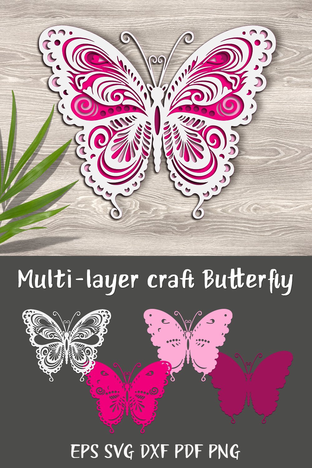 Multi-layer craft Butterfly. Paper art. Stencil Cut
