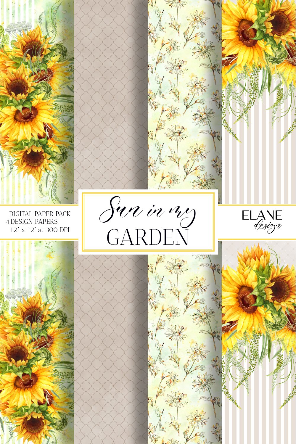 Sunflowers Digital Paper, Summer Digital (4214803)