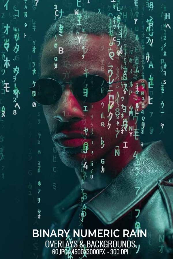 60 Binary,Numerical & Alpha Rain Overlays - Collection