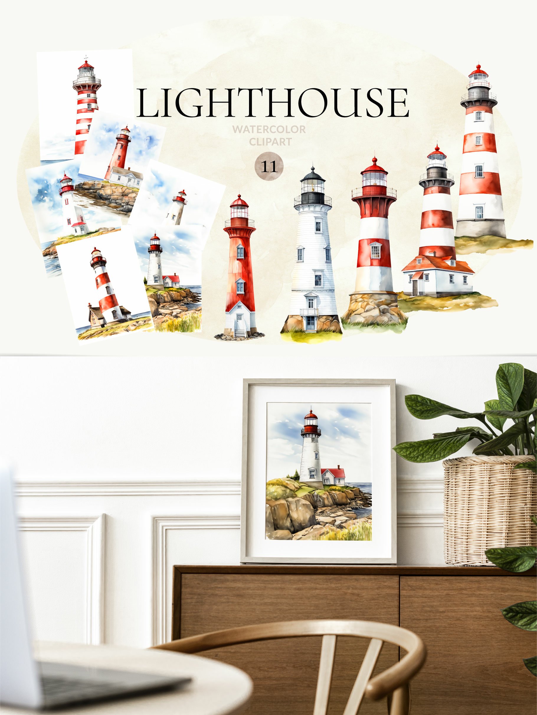 Watercolor Lighthouse Clipart (2707833)