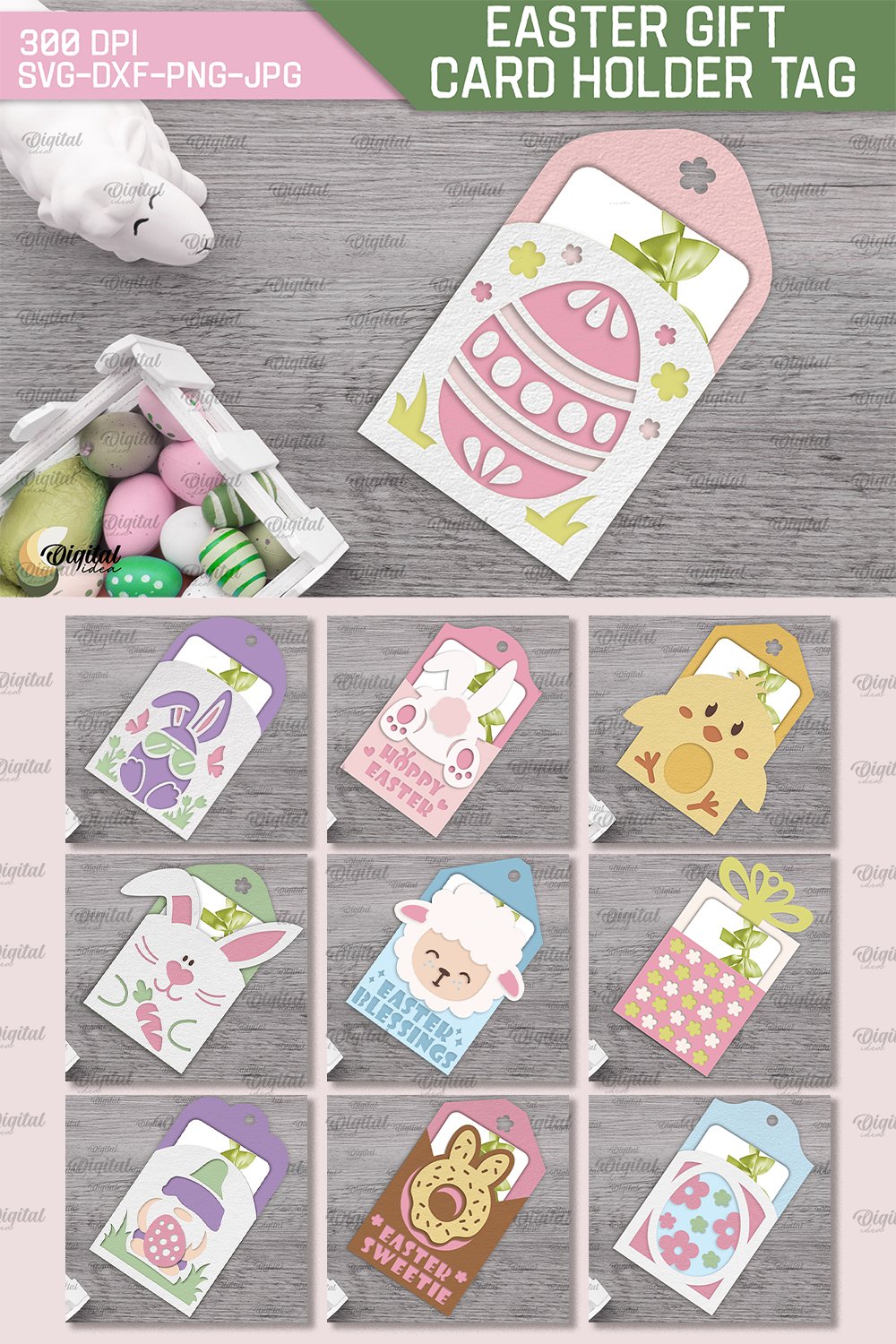 Easter Gift Card Holder Tags Bundle. Easter Paper Cut