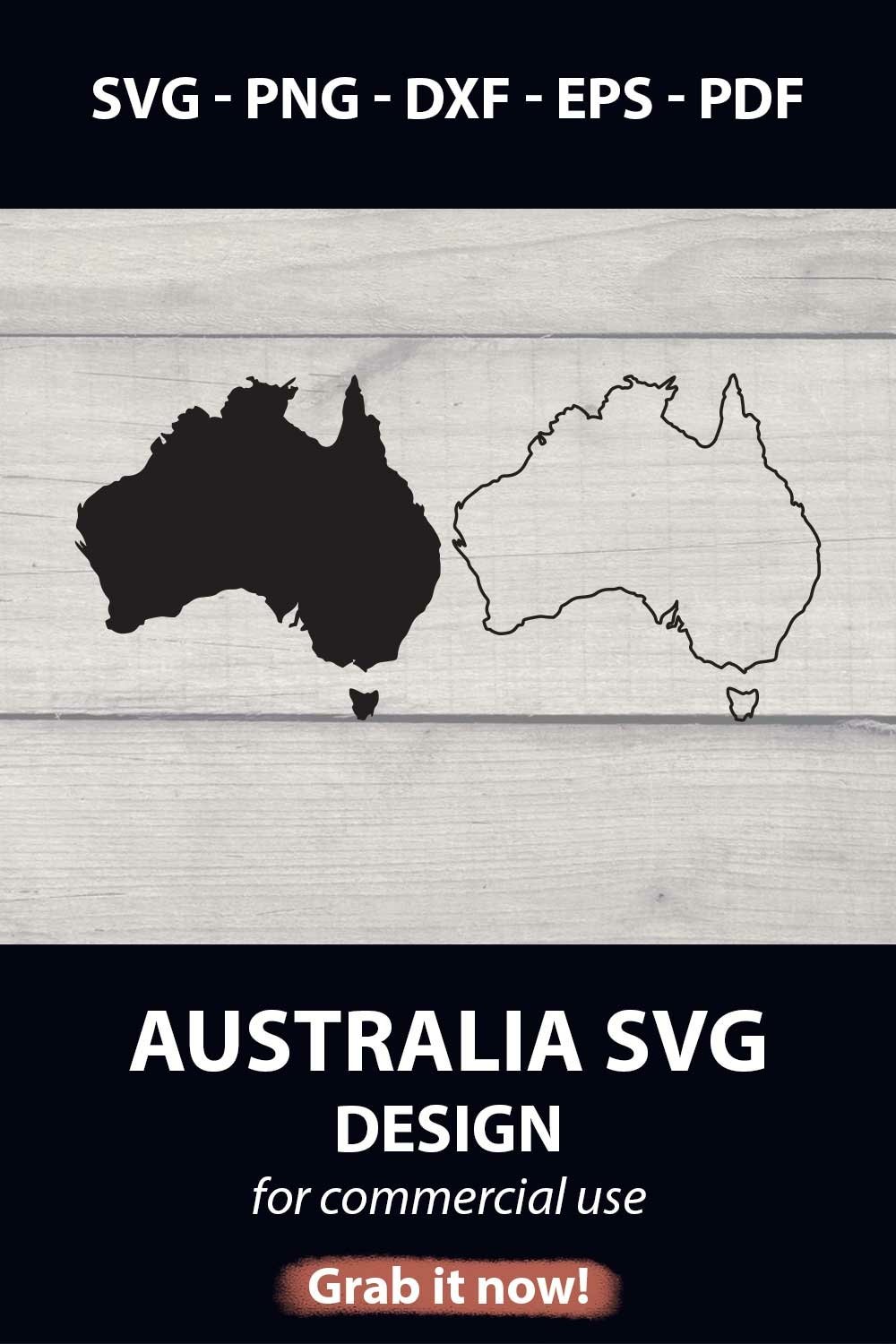 Australia Filled and Outline SVG Cut File
