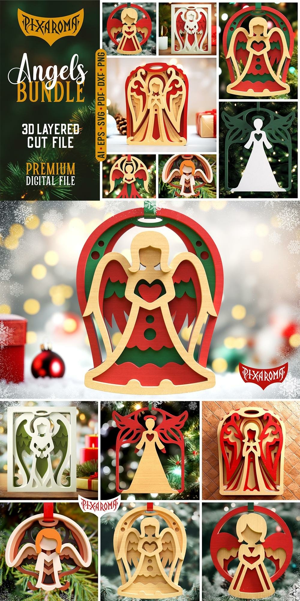 Angels Bundle| 3D Layered SVG Cut Files| Memorial Shadowbox