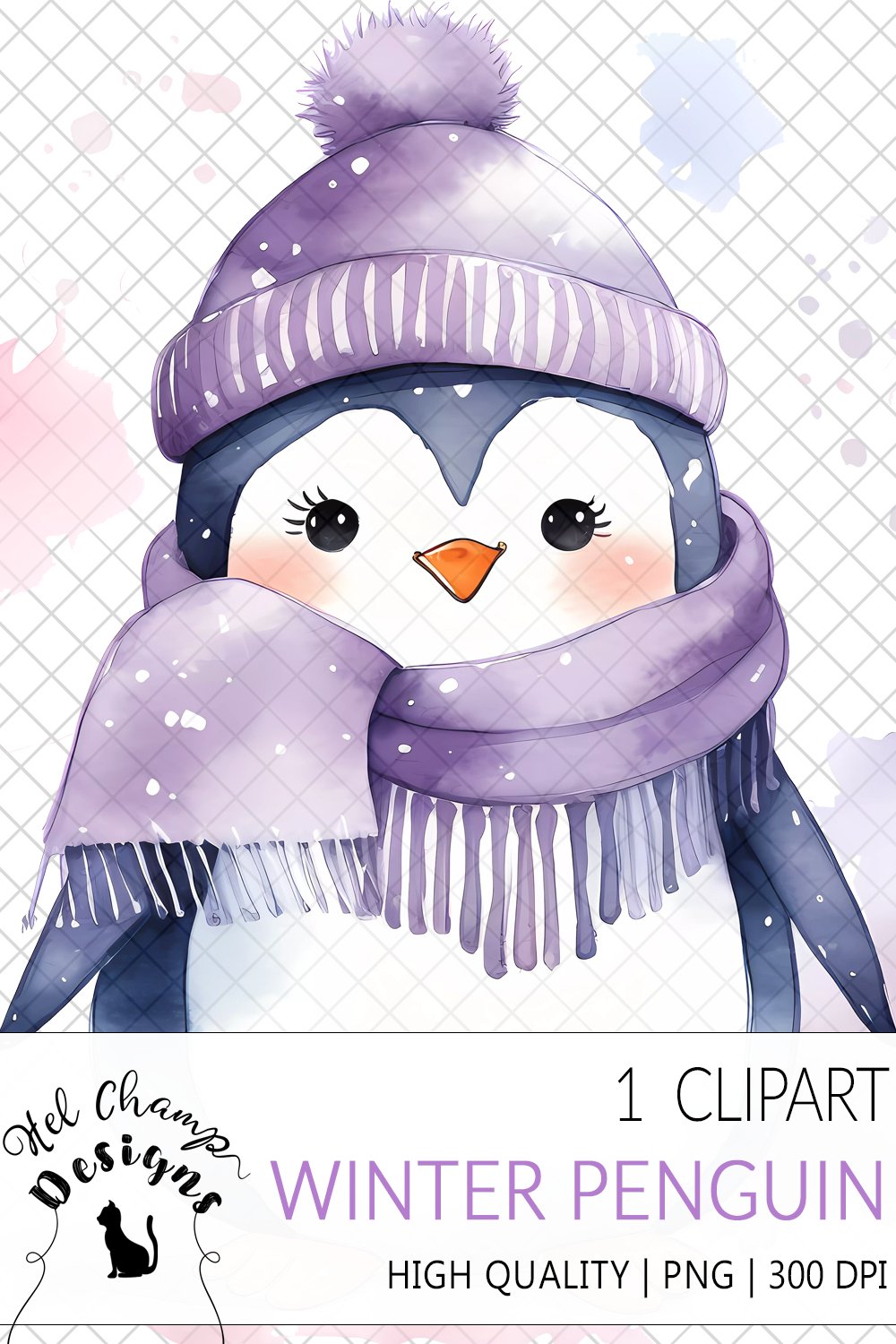 Winter penguin purple scarf transparent clipart