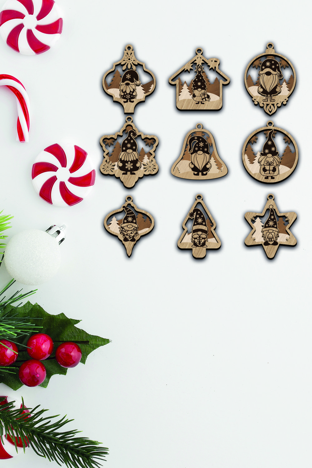 Christmas Ornaments Gnomes Bundle Cut Templates