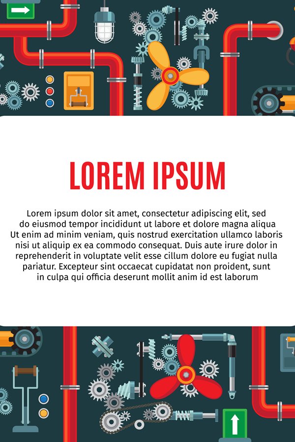 Industrial machines frame with text sample