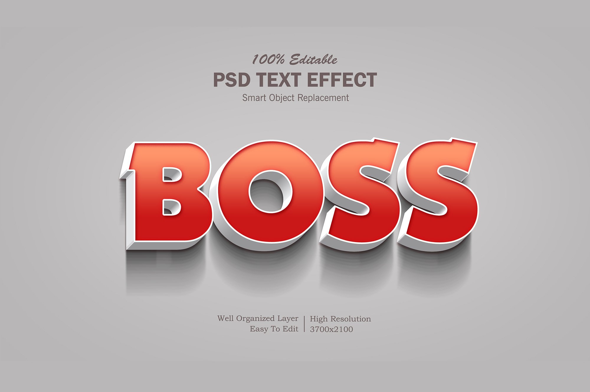 3D Boss Editable PSD Text Effect