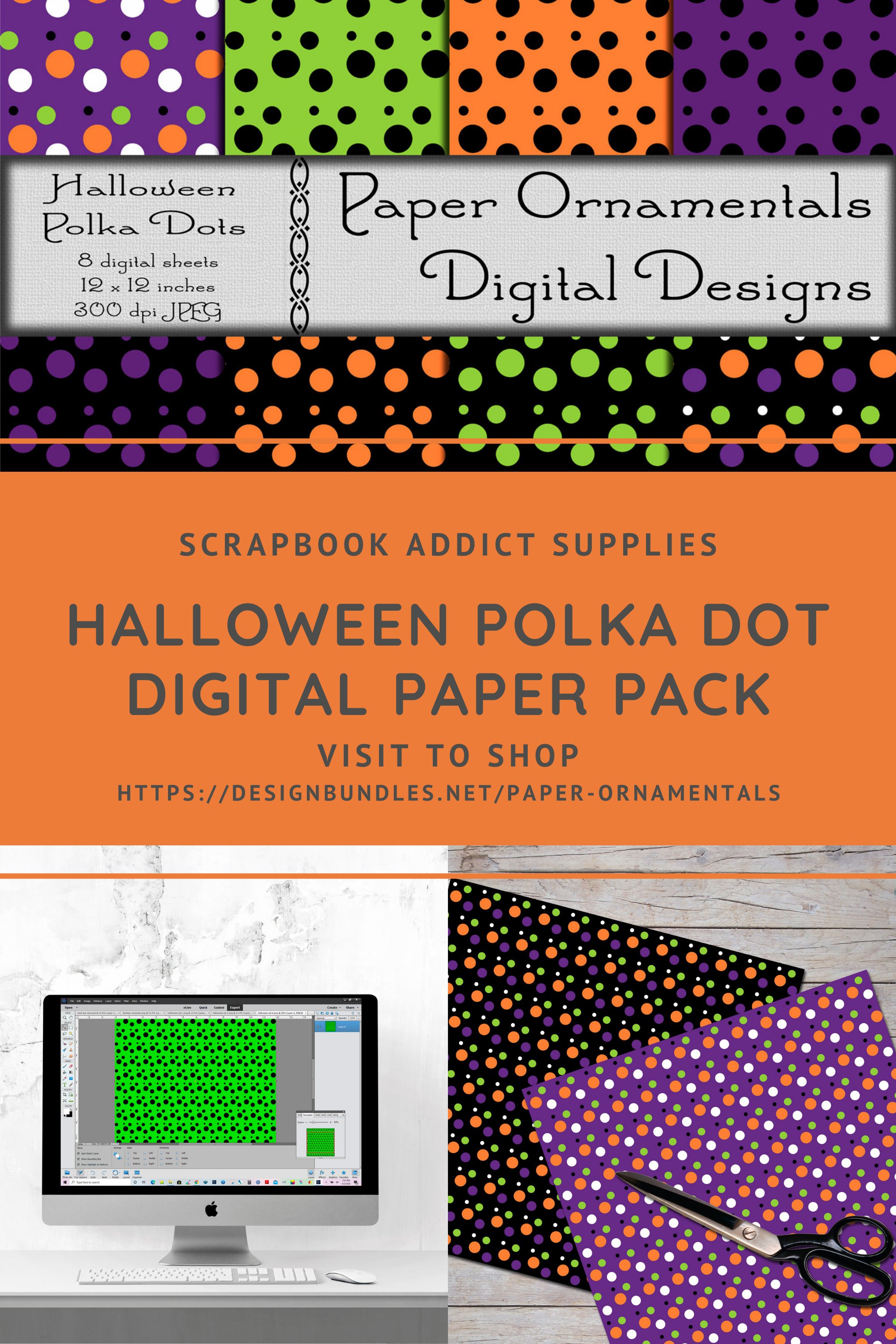 Halloween Polka Dot Digital Paper For Crafts & Background