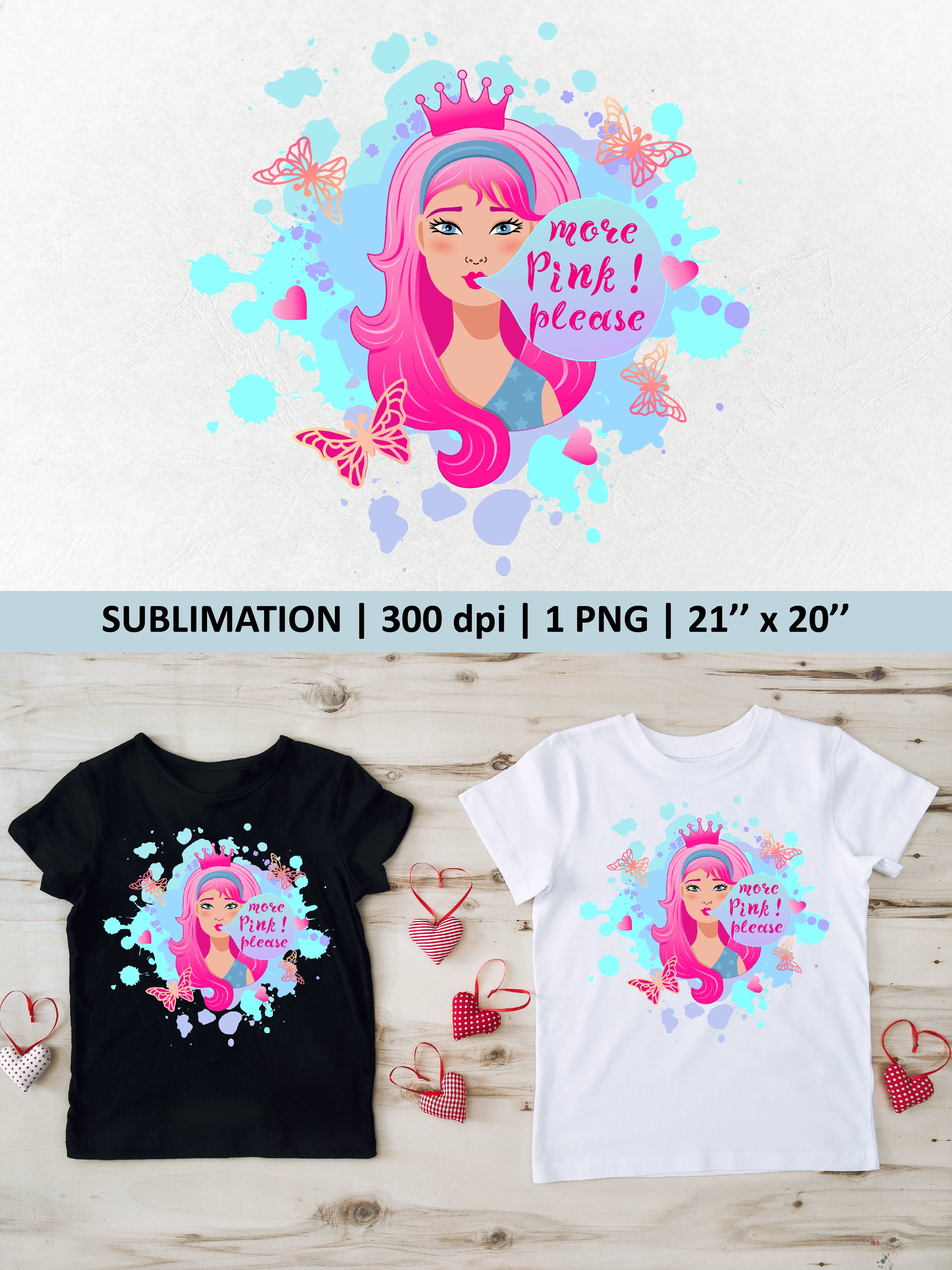 Pretty girl with pink hair. More pink please! Sublimation