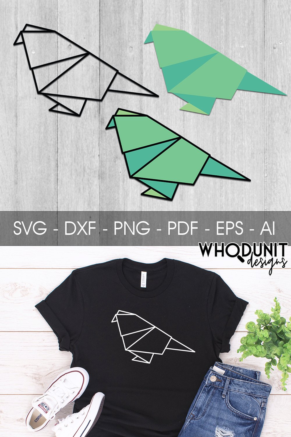 Origami SVG | Geometric Bird cut file