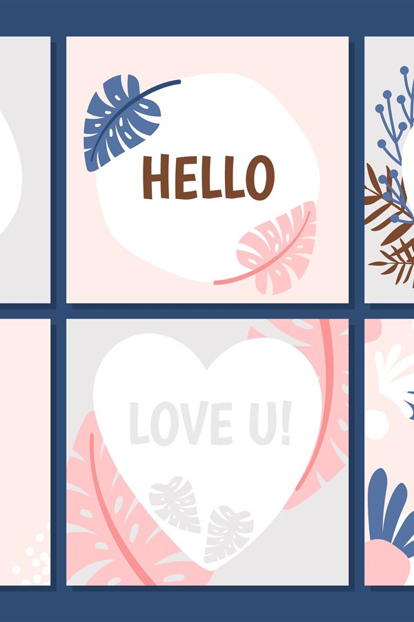Floral trendy cards template