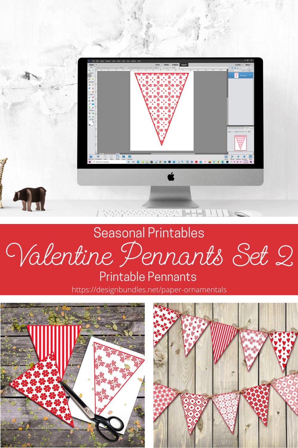 Printable Valentine Pennant Banner Set 2