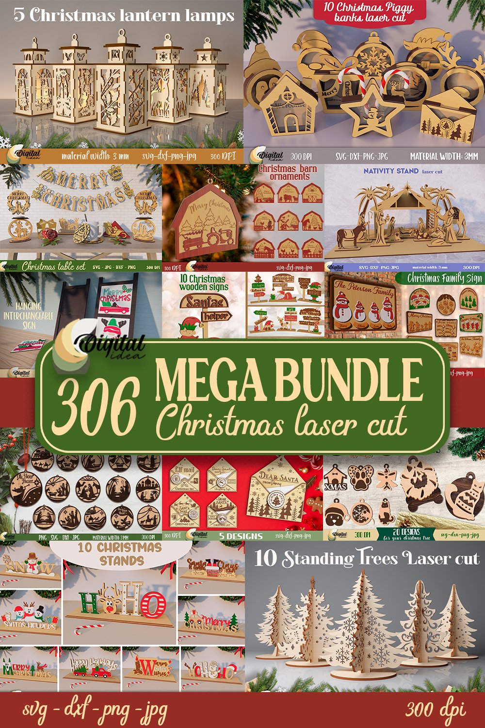 Christmas laser cut Mega Bundle. 3D Christmas (2833262)