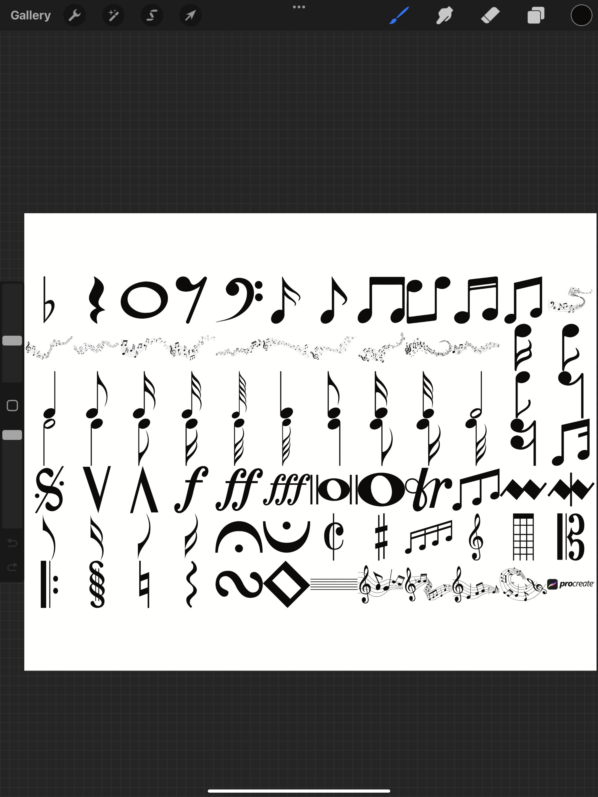 Music Clef Notes Set 1 Procreate Brush Stamps, 83 Clefs