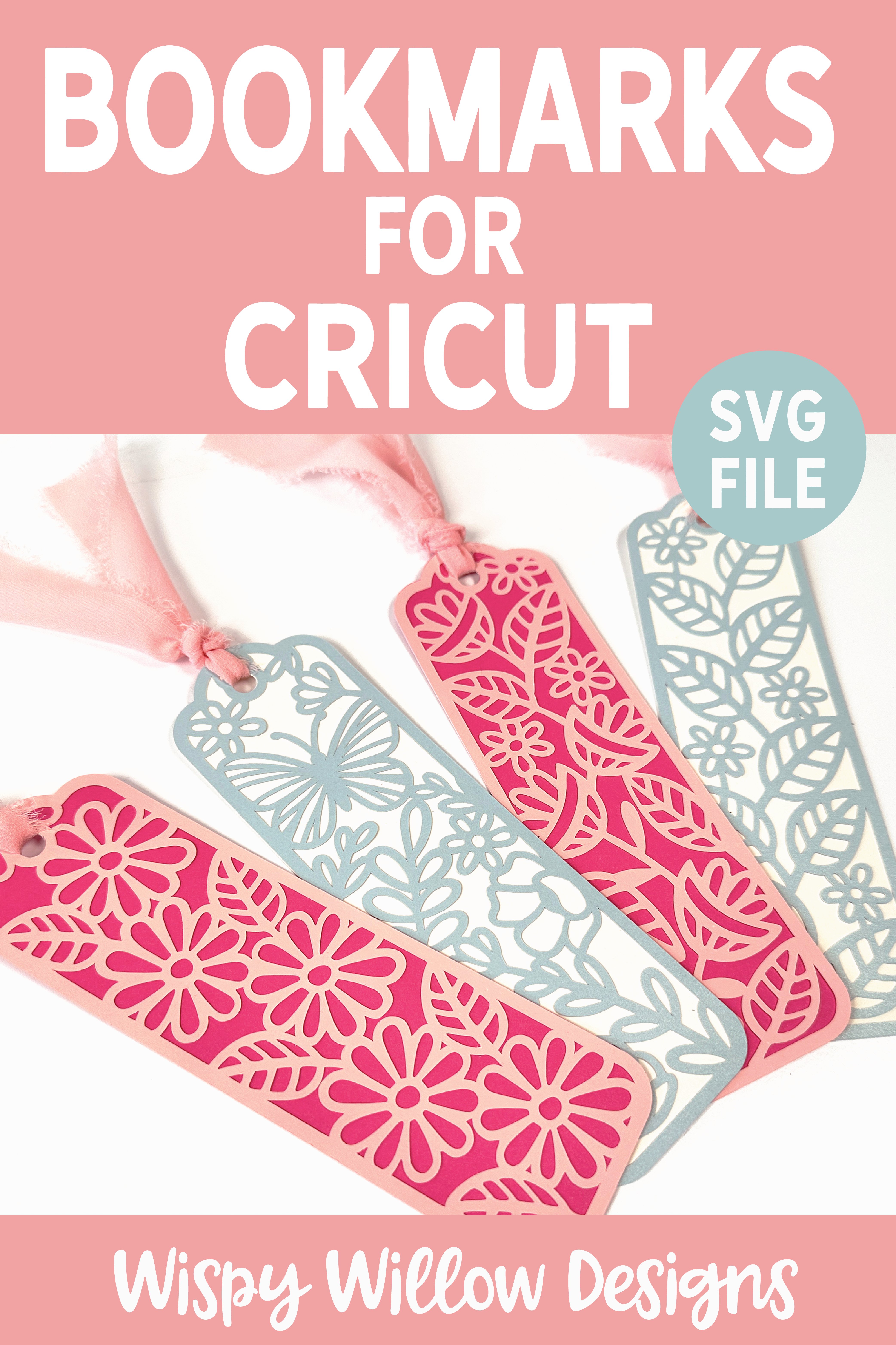 Floral Bookmark SVG Bundle | Delicate Book Lovers Flower Art