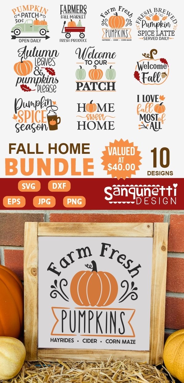 Fall Home Decor SVG Bundle - 10 designs