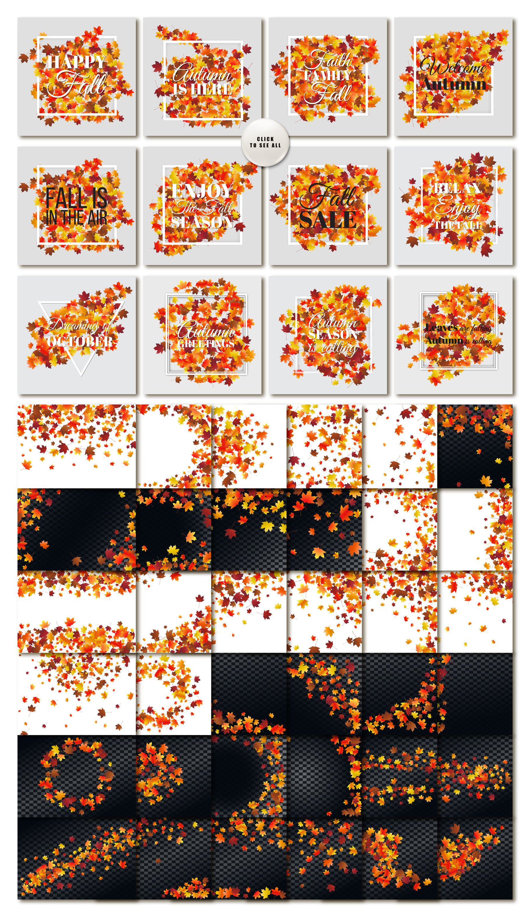 Vector Fall Maple Leaves Overlays EPS/JPG/PNG