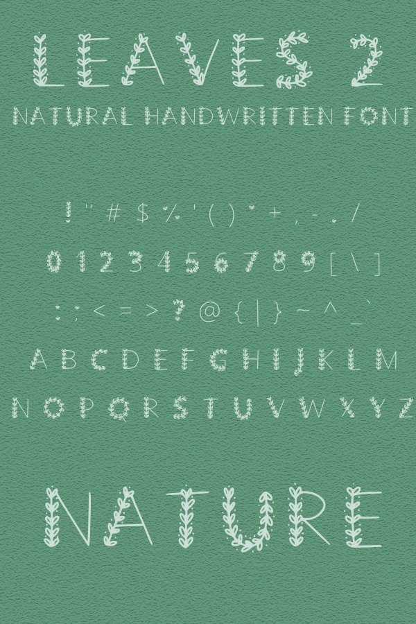 leaves 2 handwritten natural font