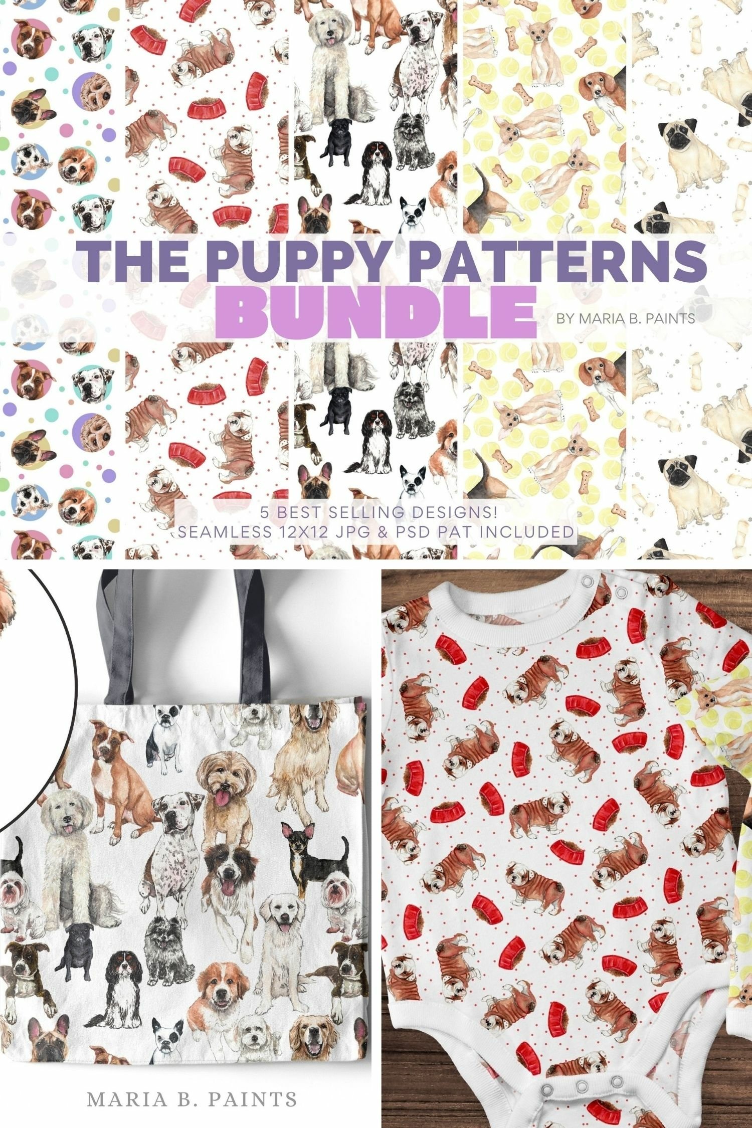 Puppy Patterns Best selling Seamless Repeating Pattern JPG P