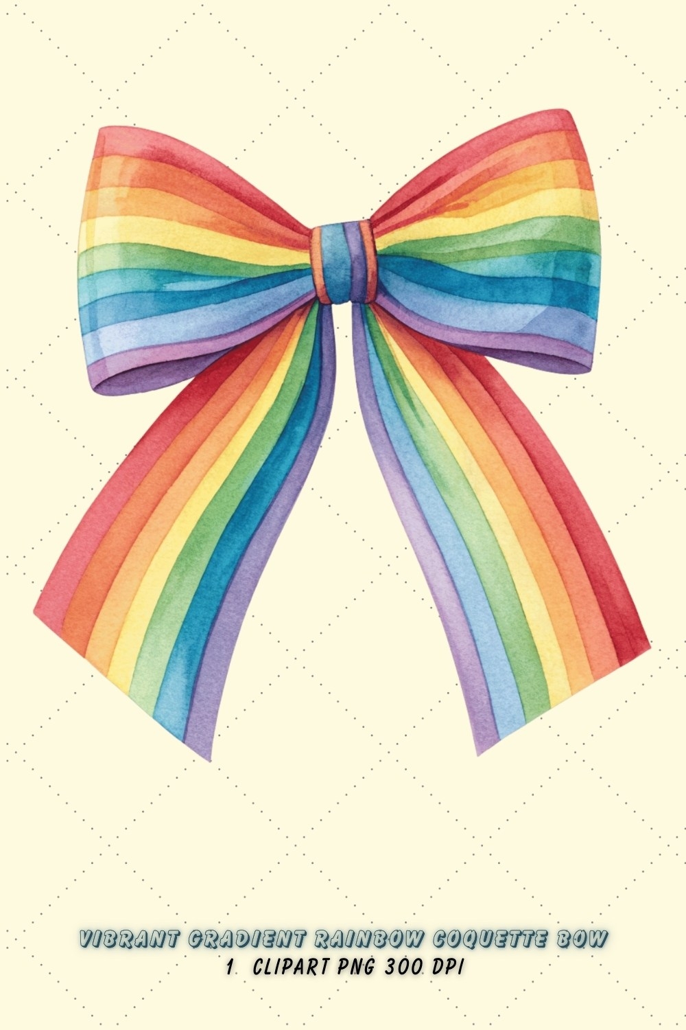 Vibrant Gradient Rainbow Coquette Bow Clipart