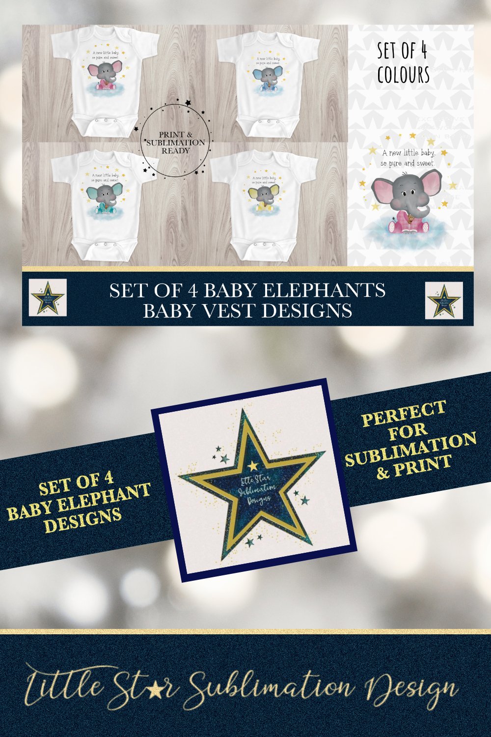 Baby Elephant Newborn Design for Sublimation & Print