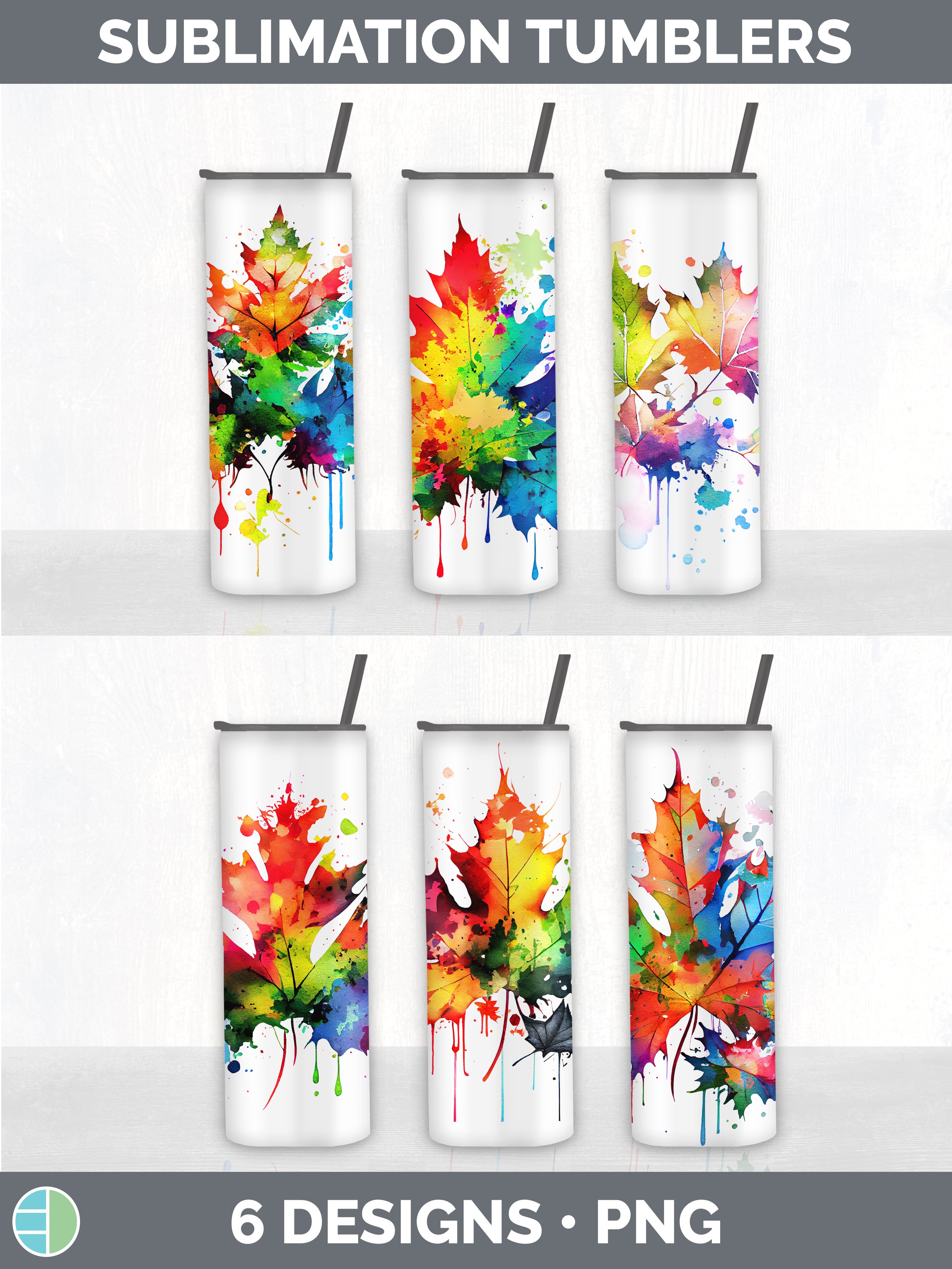 Rainbow Maple Leaves Tumbler | Sublimation 20 oz Skinny Tumb