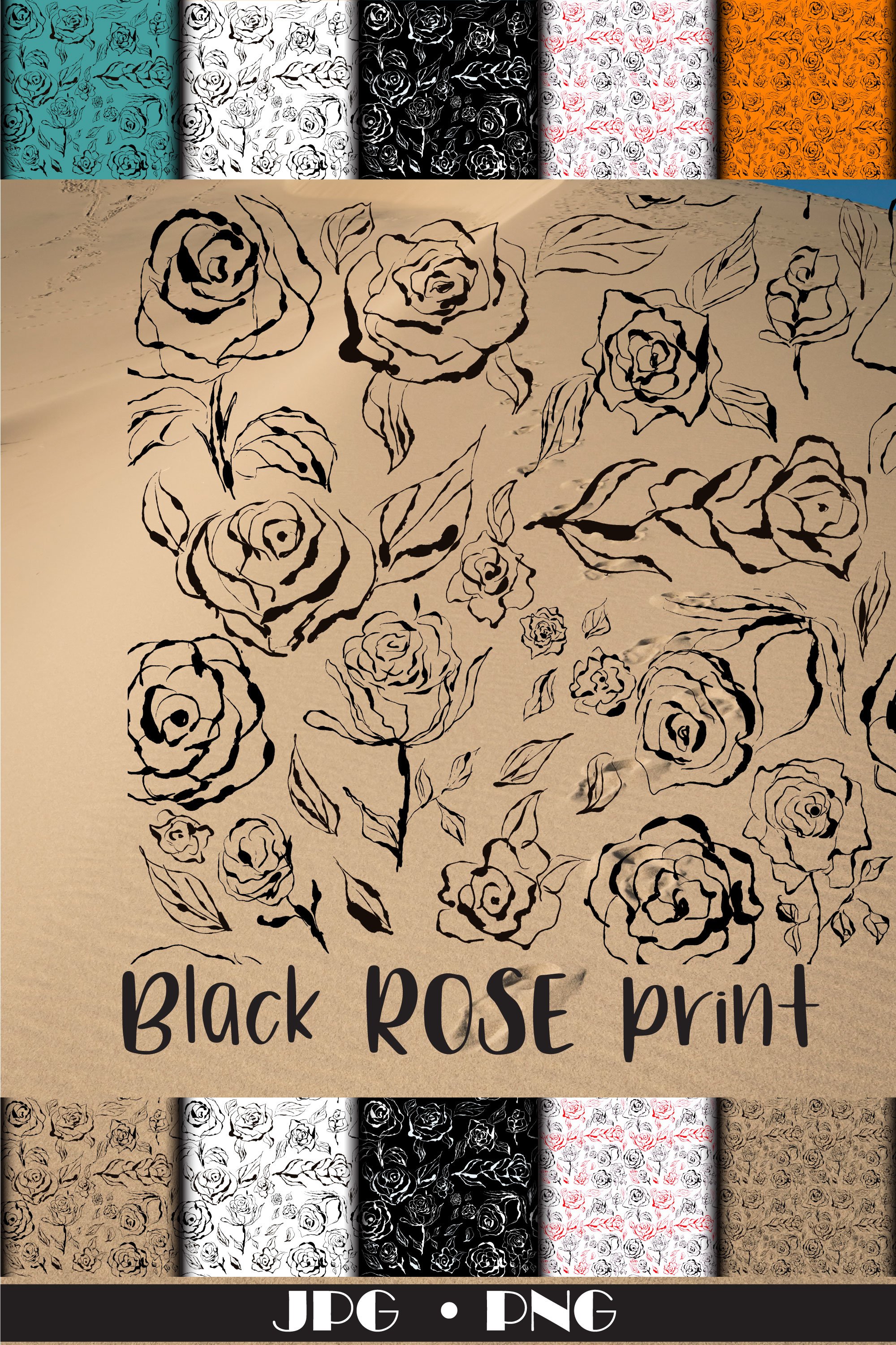 Seamless pattern Rose Black